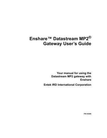 Entek IRD Enshare Datastream MP2 User manual | Manualzz