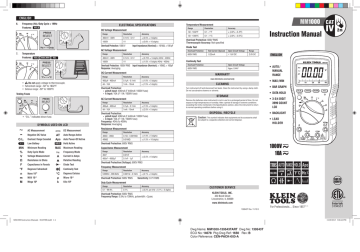 Klein Tools MM1000 Multimeter Instruction Manual | Manualzz