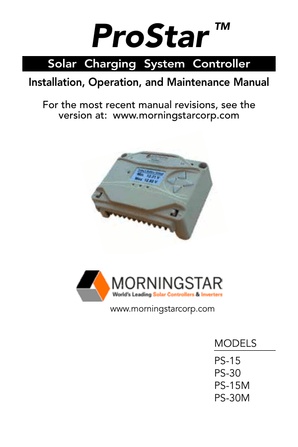 ProStar PS-30M Installation, Operation and Maintenance Manual | Manualzz