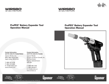 Uponor Wirsbo ProPEX Battery Expander Tool Operation Manual | Manualzz