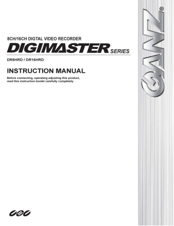 Ganz Digimaster Series DR16HRD Instruction manual | Manualzz