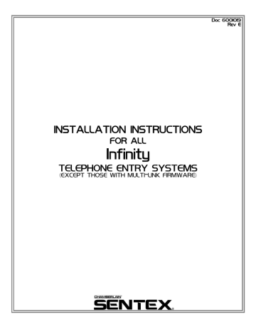 Infinity Telephone entry system Installation Instructions | Manualzz