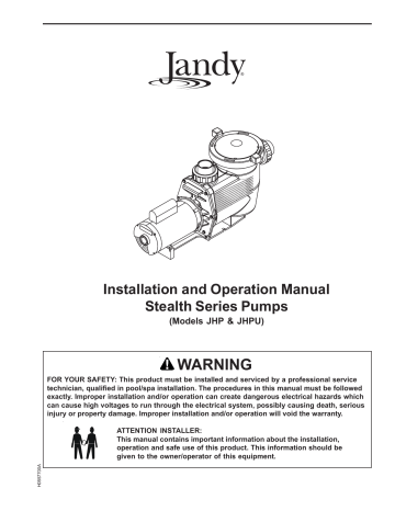 Jandy Stealth Series JHP & JHPU Pool Pump Manual | Manualzz