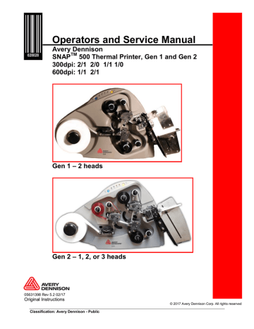 Avery Dennison SNAP 500 Operator's And Service Manual | Manualzz