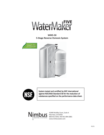 WaterMaker Five 5-Stage Reverse Osmosis System User Manual | Manualzz