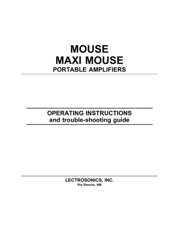 Lectrosonics Mouse, Maxi Mouse Operating Instructions | Manualzz