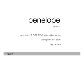 Aaton Penelope Motion Picture Camera User's Guide | Manualzz