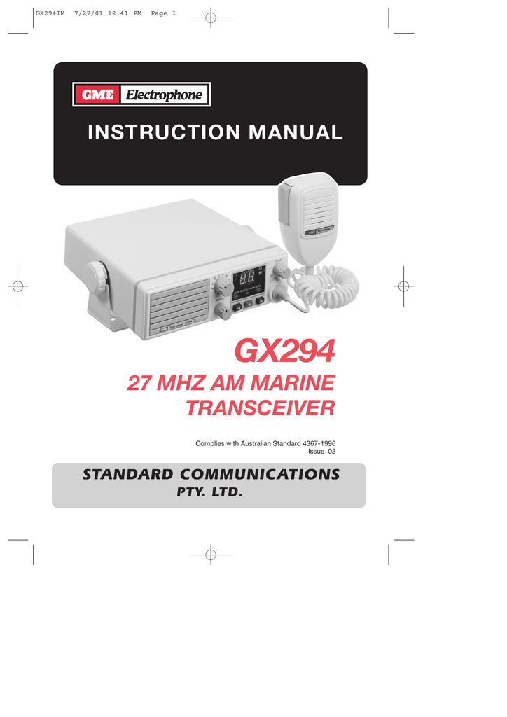 GME Electrophone GX294 Instruction manual | Manualzz