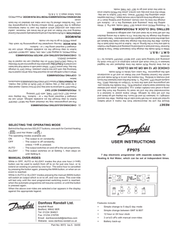 Programmer FP975 User Instructions | Manualzz
