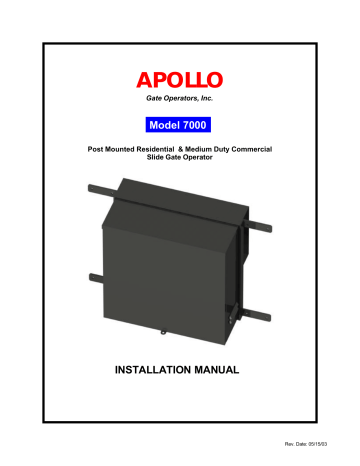 Gate Operator Model 7000 Installation Manual | Manualzz