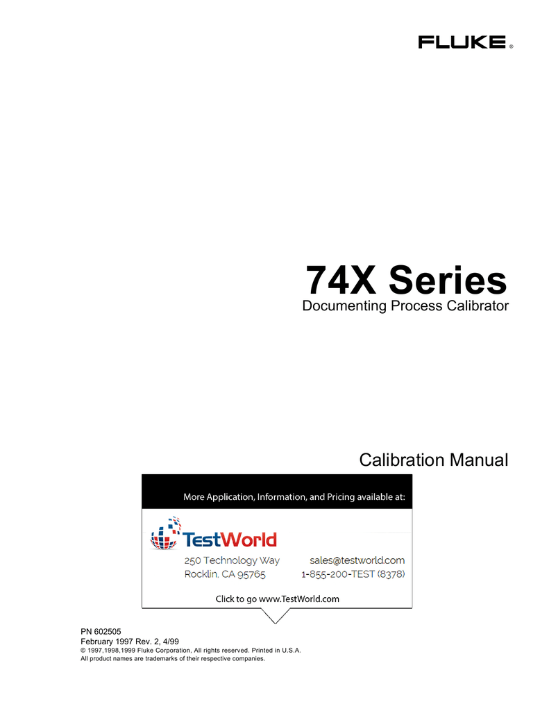 Calibration Manual Fluke 744 Documenting Process Calibrator Hart