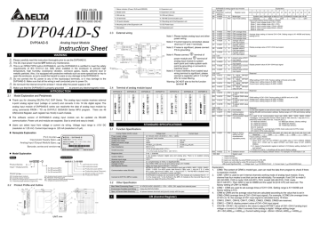 DELTA DVP04AD-S Instruction Sheet | Manualzz