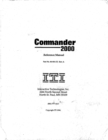 ITI Commander 2000 Reference Manual | Manualzz