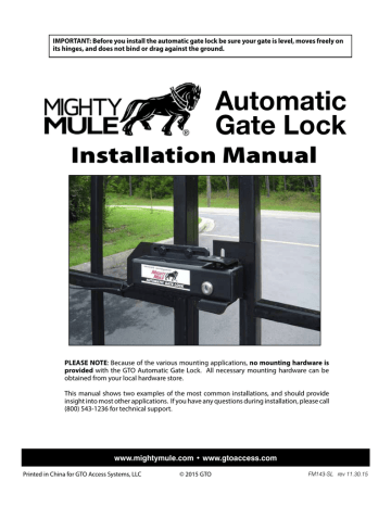 Mighty Mule FM143 Automatic Gate Lock for Single and Dual Swing Gate ...