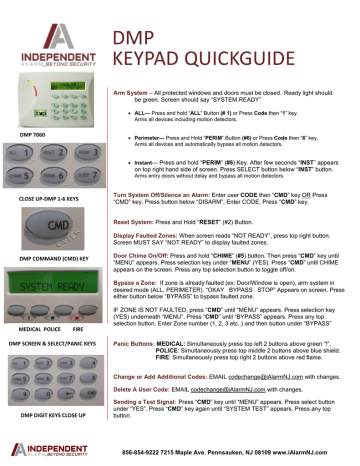 DMP Electronics Thinline 7060 Quick Manual | Manualzz
