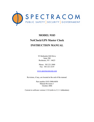 Orolia 9183 NetClock/GPS Master Clock Instruction manual | Manualzz