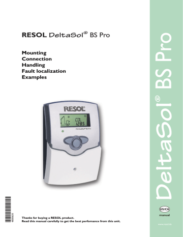 Resol DeltaSol BS Pro Owner's Manual | Manualzz