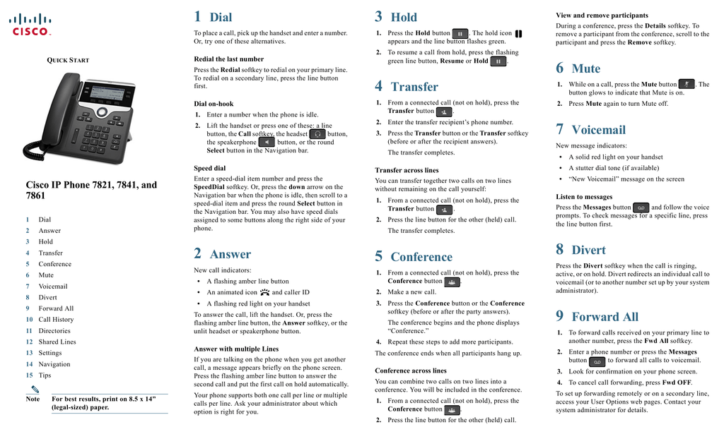 Cisco Phone Models 7841 | Manualzz
