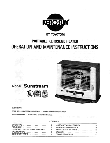 Toyotomi Sunstream Portable Heater Owner's Manual | Manualzz