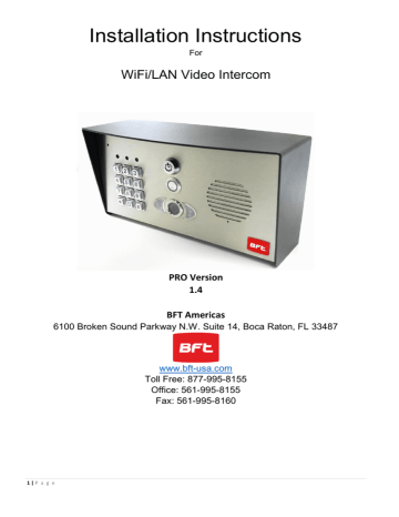 WiFi LAN Video Intercom PRO Installation Instructions | Manualzz