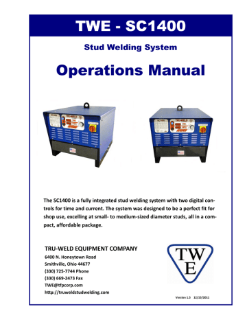 Stud Welding System SC 1400 Operations Manual | Manualzz