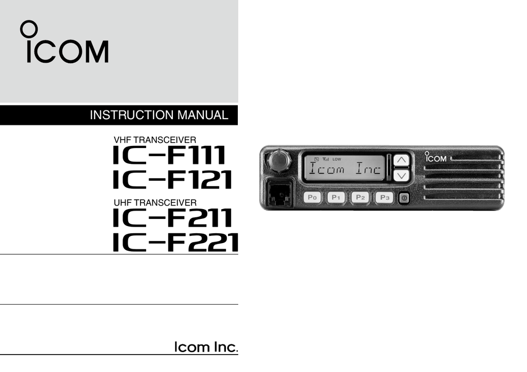 ICOM IC-F111 Instruction manual | Manualzz
