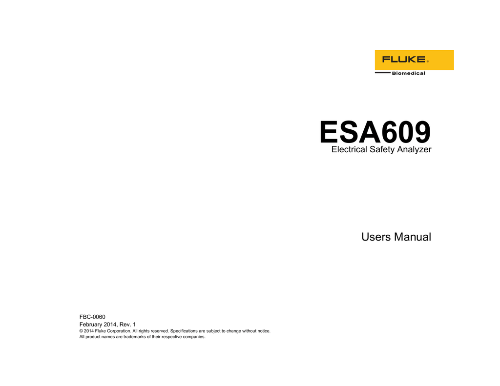 Fluke ESA609 User Manual | Manualzz