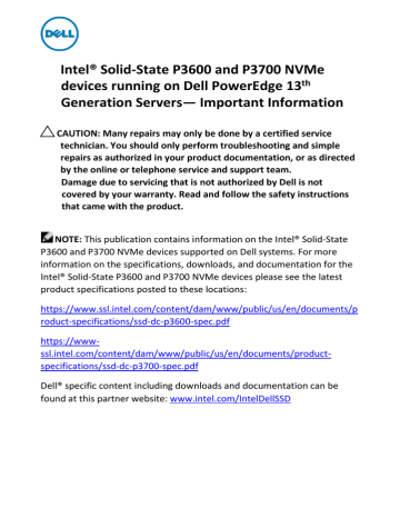 Intel Solid-State Drive P3600 NVMe, Solid-State Drive P3700 NVMe Guide | Manualzz