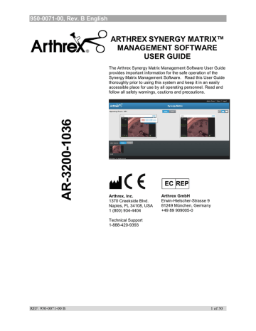 Arthrex Synergy Matrix Management Software User Guide | Manualzz
