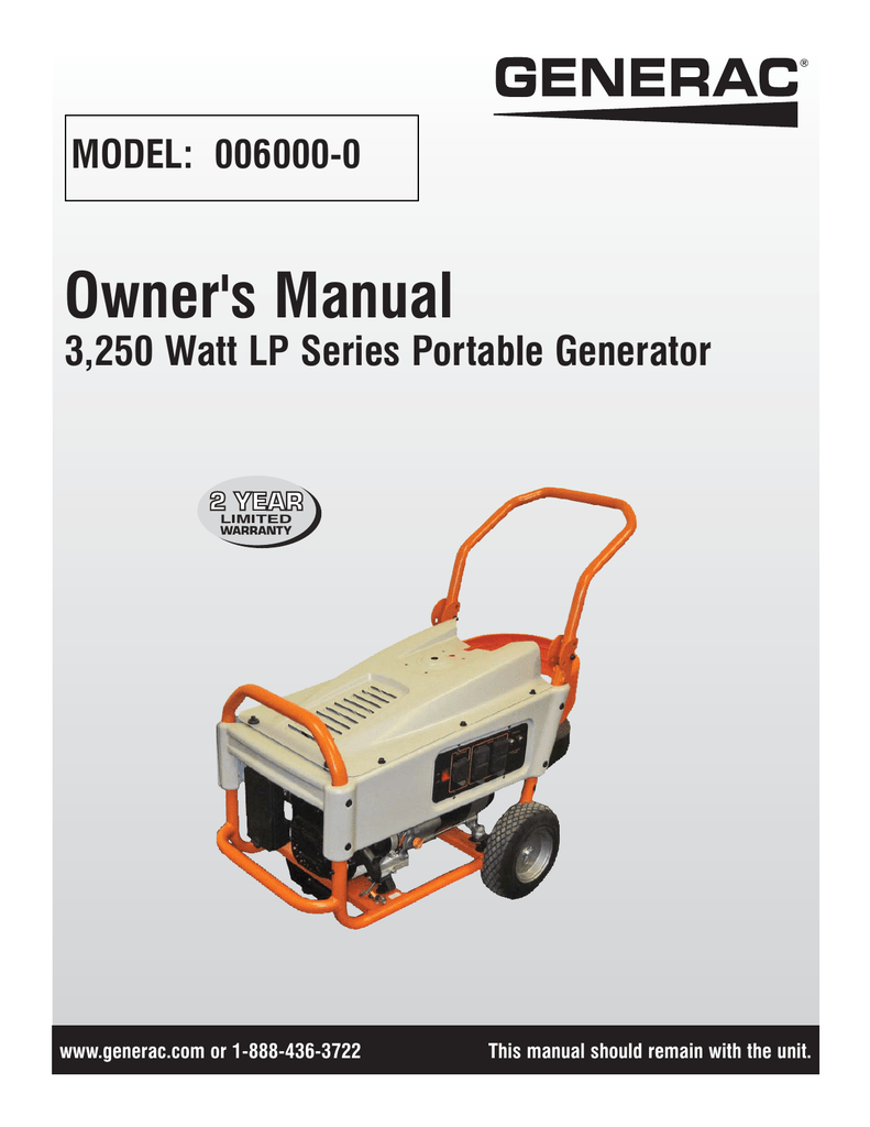 Generac Power Systems 006000-0 Owner's Manual | Manualzz