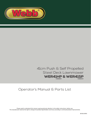 Webb WER41SP Operator's Manual & Parts List | Manualzz