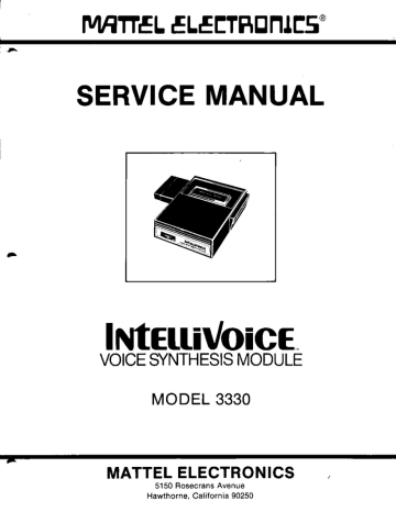 Intellivoice 3330 Service Manual | Manualzz