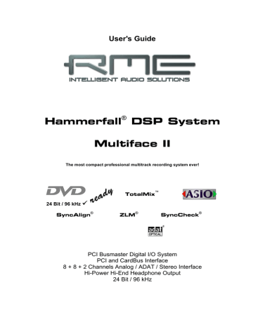 RME Hammerfall DSP Multiface II User's Guide | Manualzz