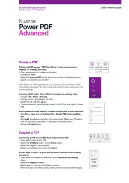 Nuance Power PDF Advanced - User manual, installation Guide, Product Datasheet