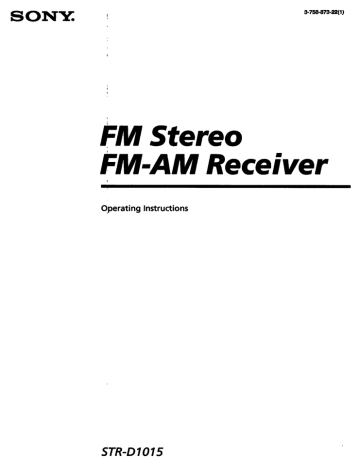 FM Stereo Receiver STR-D1015 Operating Instructions | Manualzz