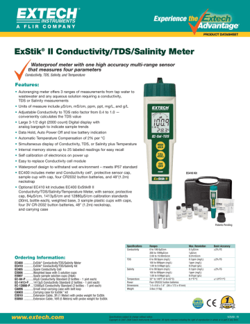 MRC EC400 EXSTIK CONDUCTIVITY METER Specifications | Manualzz