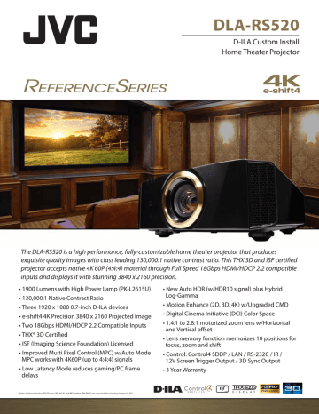 JVC DLA-RS520 Projector Product sheet | Manualzz