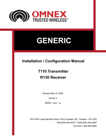 Omnex Origa T110 Installation And Configuration Manual | Manualzz