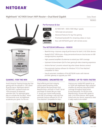 NETGEAR Nighthawk AC1900 Smart WiFi Router Datasheet | Manualzz