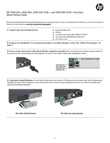 HP 2920-48G Quick Setup Manual | Manualzz