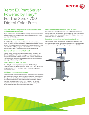 Xerox Fiery EX700 Brochure & Specs | Manualzz