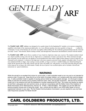 Gentle Lady ARF Instruction Manual | Manualzz