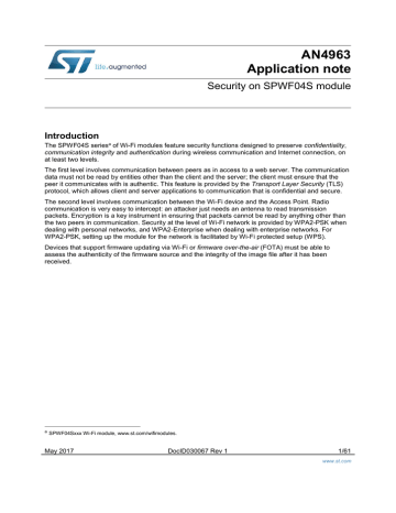 Wi-Fi module SPWF04S, Application note | Manualzz
