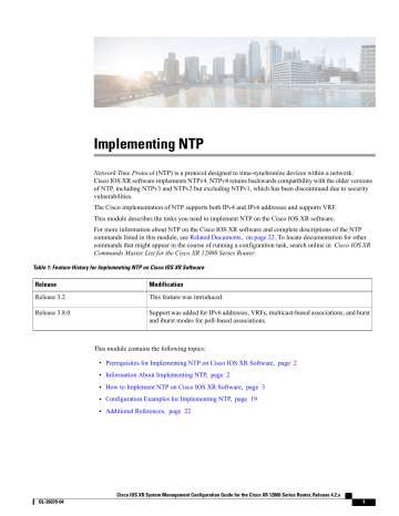 Cisco XR 12000 Series Router NTP Configuration Guide | Manualzz