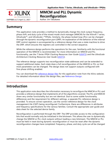 Xilinx MMCM and PLL Dynamic Reconfiguration Application Note | Manualzz