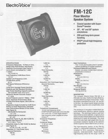 Electro-Voice FM-12C Data Sheet | Manualzz
