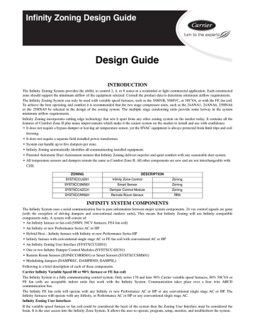 Carrier Infinity Zoning System Design Guide | Manualzz
