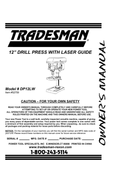 Tradesman DP12LW - Owner's manual