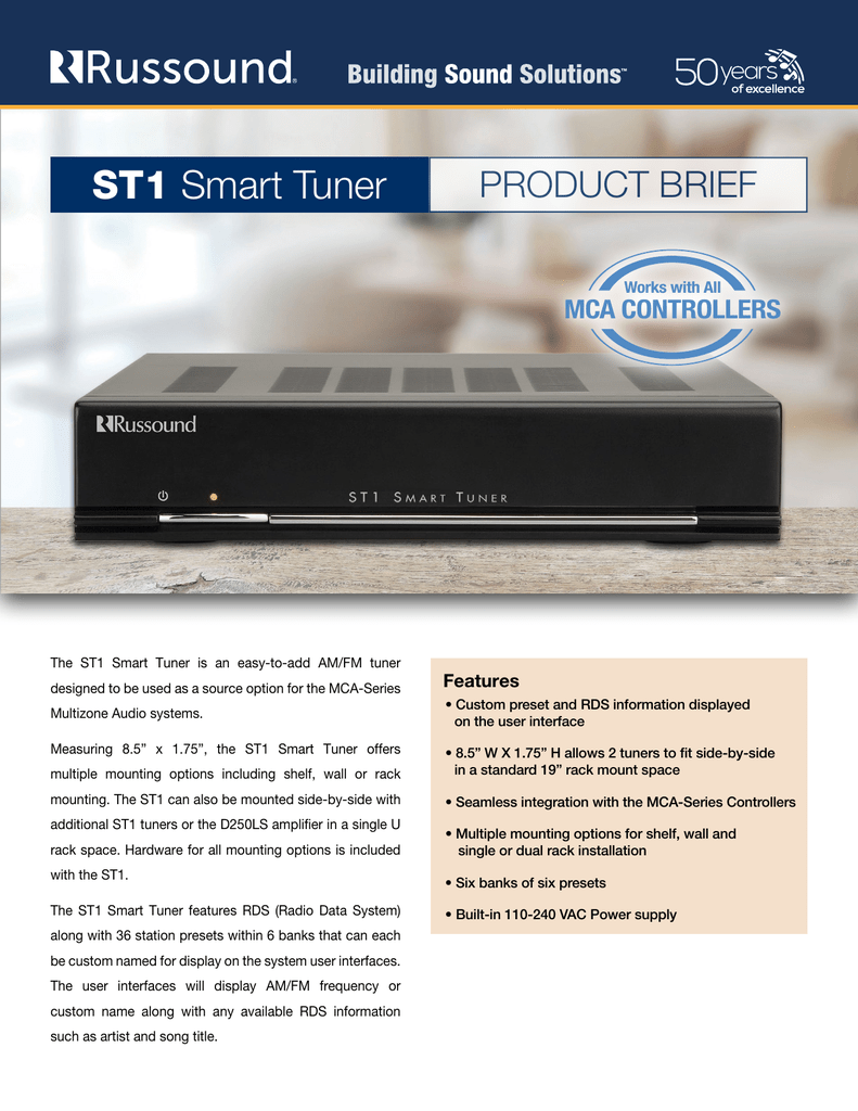 Russound ST1 Smart Tuner Product Brief | Manualzz