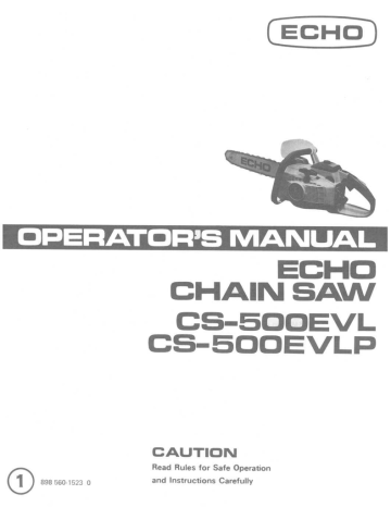 ECHO CS-500 EVL, CS-500 EVLP Chainsaw Operator's Manual | Manualzz